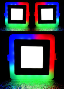 Hybrix LED Square Slim Ceiling Panel Light 6 Watt(3+3) Dual Multi Color ...