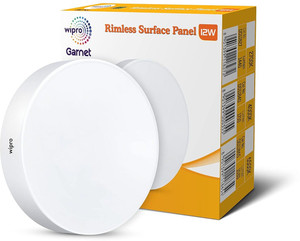 Wipro Garnet 12W Rimless Round LED Surface Panel|WarmWhite| Pack of 1 ...