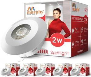 MURPHY LED 2W BUTTON Spot light (Cool White , Pack of 6) Recessed ...