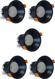 D'Mak D'Mak 18W Black Body LED Deep COB Light Pack of 5 Ceiling Light ...