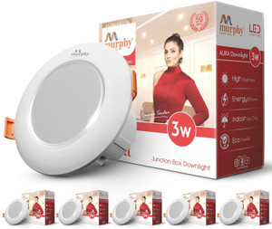 MURPHY LED 3W AURA DOWN LIGHT(Cool White, Pack of 6) Recessed Ceiling ...