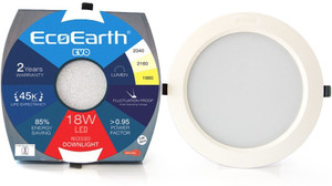 ECOEARTH Evo |18W| Led Downlight |Cool White| Round |Pack of 1 Recessed ...