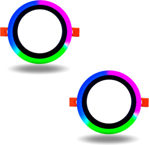 D'Mak 16 Watt White+Multi Color Round LED Panel Light Side 3D Effect ...