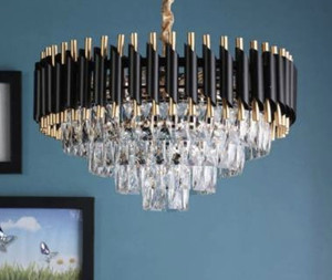 Baslash k9 Crystal Black Gold polish metal 500mm chandelier hanging ...