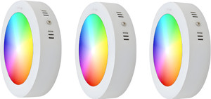 FLIPS 9W 3 in 1 Led Surface panel Light Red,Blue,Pink Pack of 3 Ceiling ...