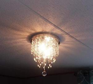 LightWave Crystal Chandelier Yellow Light Glass hanging Ceiling lamp ...