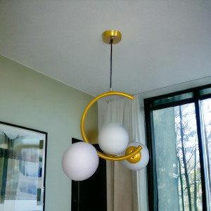 LYMON 3 Doom Chand Shape Hanging light Gold (Bulb Included)(pack of 1 ...