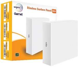 Wipro Garnet 18W Rimless Square LED Surface Panel|Cool White (Pack of 1 ...