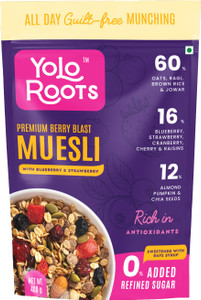 Yolo Roots Berry Blast Muesli With Blueberry & Strawberry 400g | Made ...