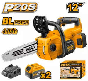 INGCO 20V 900W Lithium-Ion Chain Saw CGSLI201286 with 2X Battery Fuel ...