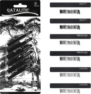 Qatalitic Compressed Charcoal 6 pc. Graphite Stick, Black Soft / Medium ...