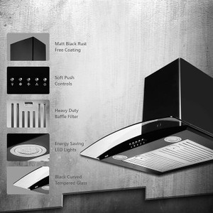 Kaff LUXORDHC60 Auto Clean Wall Mounted Black 1000 CMH Chimney Price in ...