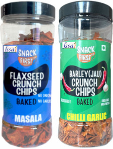 SNACK FIRST Baked Flaxseed Ragi(Jain) & Barley Chilli Garlic, High ...