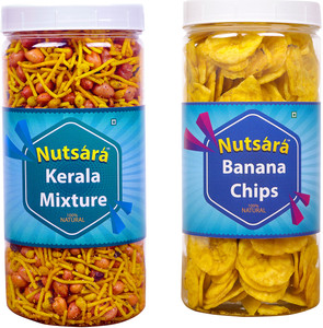 nutsara Kerala Yellow Banana Chips (250g) and Kerala Mixture (350g ...