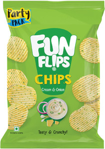 Fun Flips Potato Chips Cream & Onion Tasty & Crunchy Snacks Chips Price ...