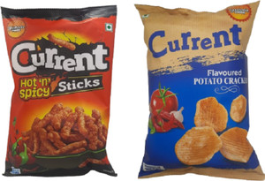 Current Snacks - Hot & Spicy Sticks 80g and Potato Cracker 50 gm - Pack ...