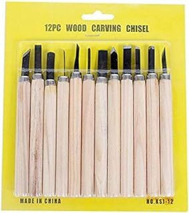 Wishbone 12PCS WOOD CARVING Woodworking Chisels Wood Chisel Kit Bevel ...