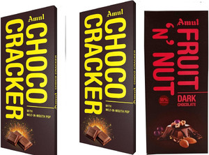 Amul Choco Cracker Chocolate & Fruit N Nut Dark Chocolate Bar Bars ...