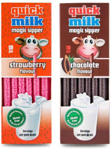 Quickmilk Magic Sipper Milk Chocolate Straw Chocolate & Strawberry Each ...