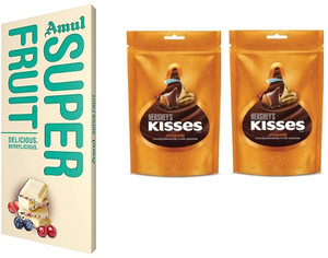 Amul Super Fruit Chocolate, 150g & Kisses Almonds 33.6gx2 Bites Price ...