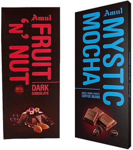 Amul Dark Chocolate Bar Fruit N Nut, & Mystic Mocha Chocolate Bars ...