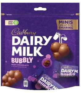 Cadbury Dairy milk Bubbly Milk Chocolate Mini individually Wrapped Bars ...