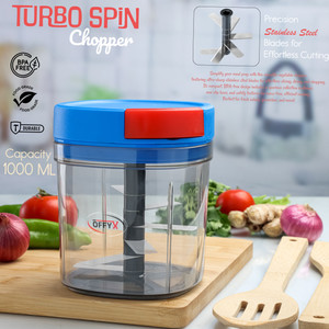OFFYX Turbo Spin Chopper: 1000ml Capacity, Blue & Red, 6X Blades ...