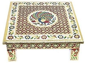 RS HANDICRAFT AND MARBLES Golden meenakari chowki bajot chaurang STOOL ...