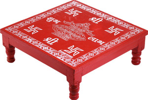 Ashar Devghr Classic Medium Size Red Colour Puja Chowki/Chaurang/Bajot ...