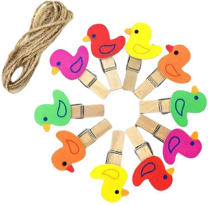 Flipkart.com | Sannu Duck Print Wooden Clip with 1 mtr Jute Rope-for ...