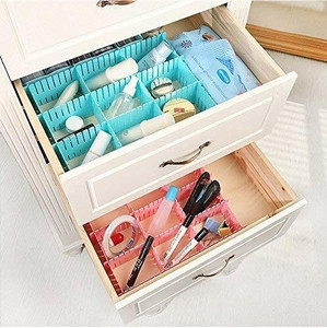 Faymon Adjustable Stretchable Interlocking Plastic Drawer Divider ...