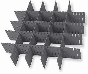 KUBAVA Interlocking Adjustable Drawer Clapboard Divider (8 Pc, Grey ...