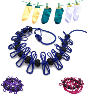 ECOVIVE Portable Multi Functional Drying Rope with 12 Clips and 2 Hooks ...