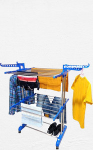 HomeMate Plastic, Steel Floor Cloth Dryer Stand Double Pole Stainless ...