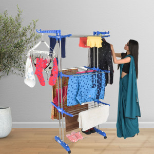 TNC Steel, Plastic Floor Cloth Dryer Stand Double Pole 3 Tier ...