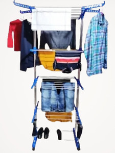 HomeMate Plastic, Steel Floor Cloth Dryer Stand Double Pole Heavy ...