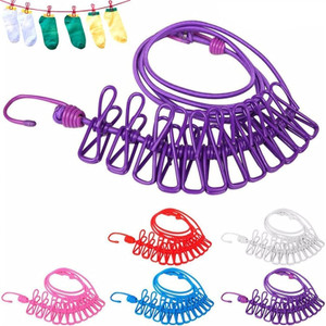 DEKIYANZ Drying Rope with 12 Clips & 2 Hooks Travel Clothesline Rope ...