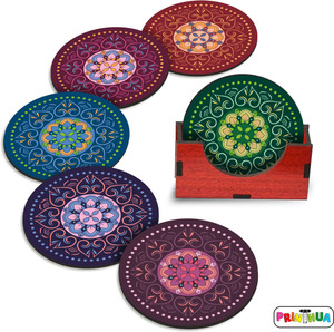 PRINTHUA Round Reversible Wood Coaster Set - Buy PRINTHUA Round ...