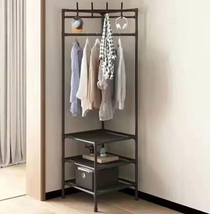 KriShyam ® Corner Clothes Coat Rack,3 Tiers Clothing Shelf, Portable ...