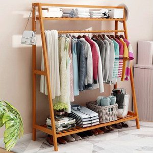 ADA Handicraft Premium Natural Bamboo Clothe Garment Rack with Side ...