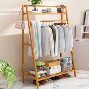 ADA Handicraft Premium Natural Bamboo Clothe Garment Rack with Side ...