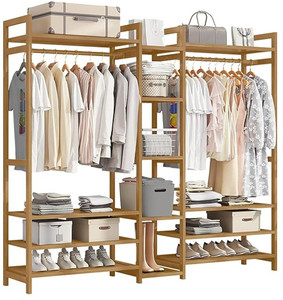 ADA Handicraft Bamboo Garment Clothes Hanging Heavy Duty Rack, Portable ...