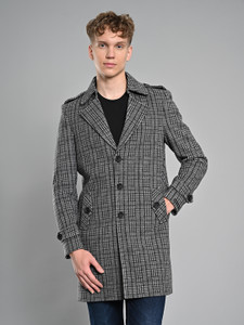 KILLER Polyester Viscose Blend Checkered Coat - Buy KILLER Polyester ...