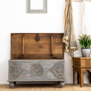 K A F Solid Wooden Trunk Cum | Coffee Table with Sandook Storage Living ...