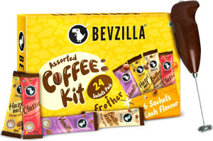Bevzilla 24 Assorted Coffee Powder Sachet with Frother |Café Coffee Kit ...