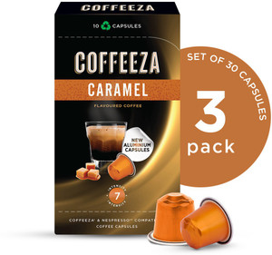 Coffeeza Caramel Flavoured Coffee Capsules Pack of 30 Pods -Nespresso ...