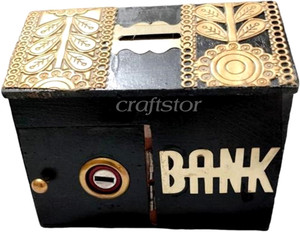 craftstor Wooden Classic Hand Crafted Money Box, Coin Collector, Money ...