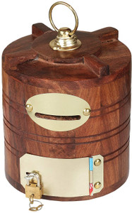 MIKEL ENTERPRISES Wooden Handicrafts Money Box with Lock Water Tank ...
