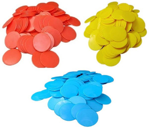 MOREL RED, YELLOW & BLUE PLASTIC ROUND SHAPE PLAIN TOKEN COIN FOR BOARD ...