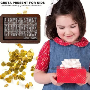 romj Wooden Money/Piggy Bank, Coin Box with Carved Design for Kids Coin ...